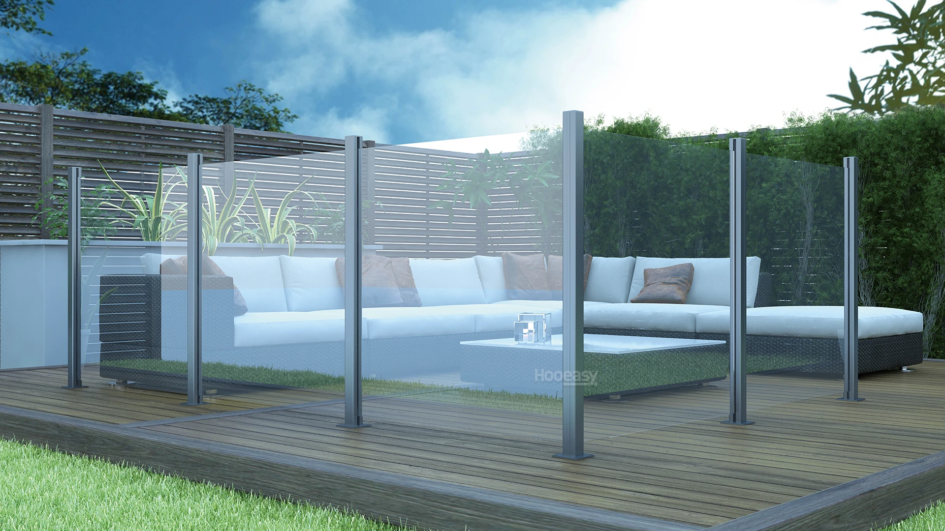 Clôture en verre - Auvents de pergola Hooeasy